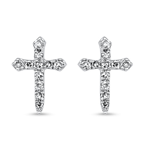 Diamond Stud Cross Earrings – Spirit Lake Silver and Gold