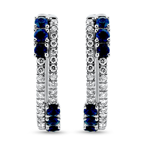 Sapphire and Diamond Hoops – Spirit Lake Silver and Gold